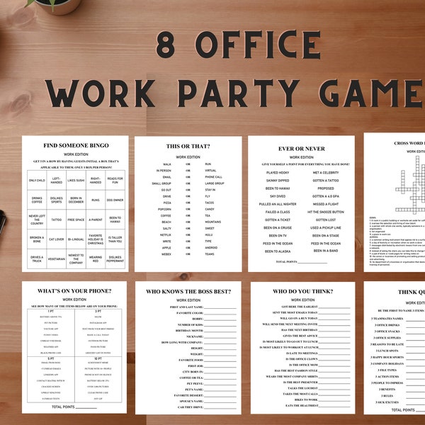 Work Game Printables - Etsy