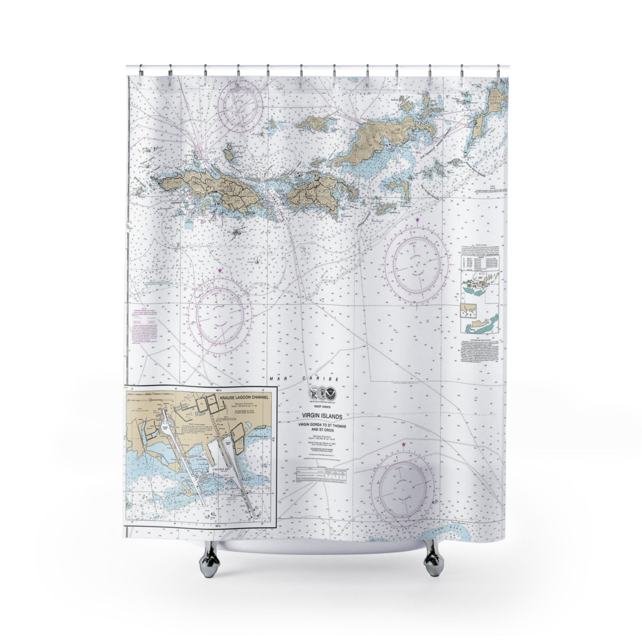 USVI Shower Curtain | Map Shower Curtain | Nautical Bathroom Decor ...