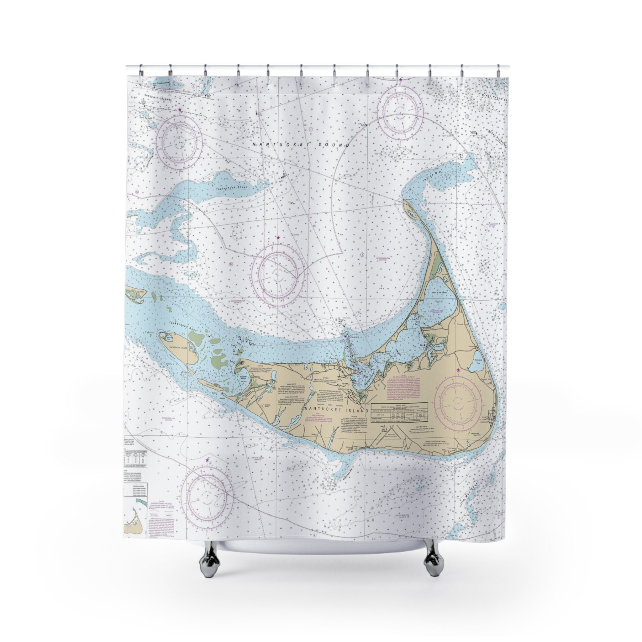 Nantucket Shower Curtain Map Shower Curtain Nautical - Etsy