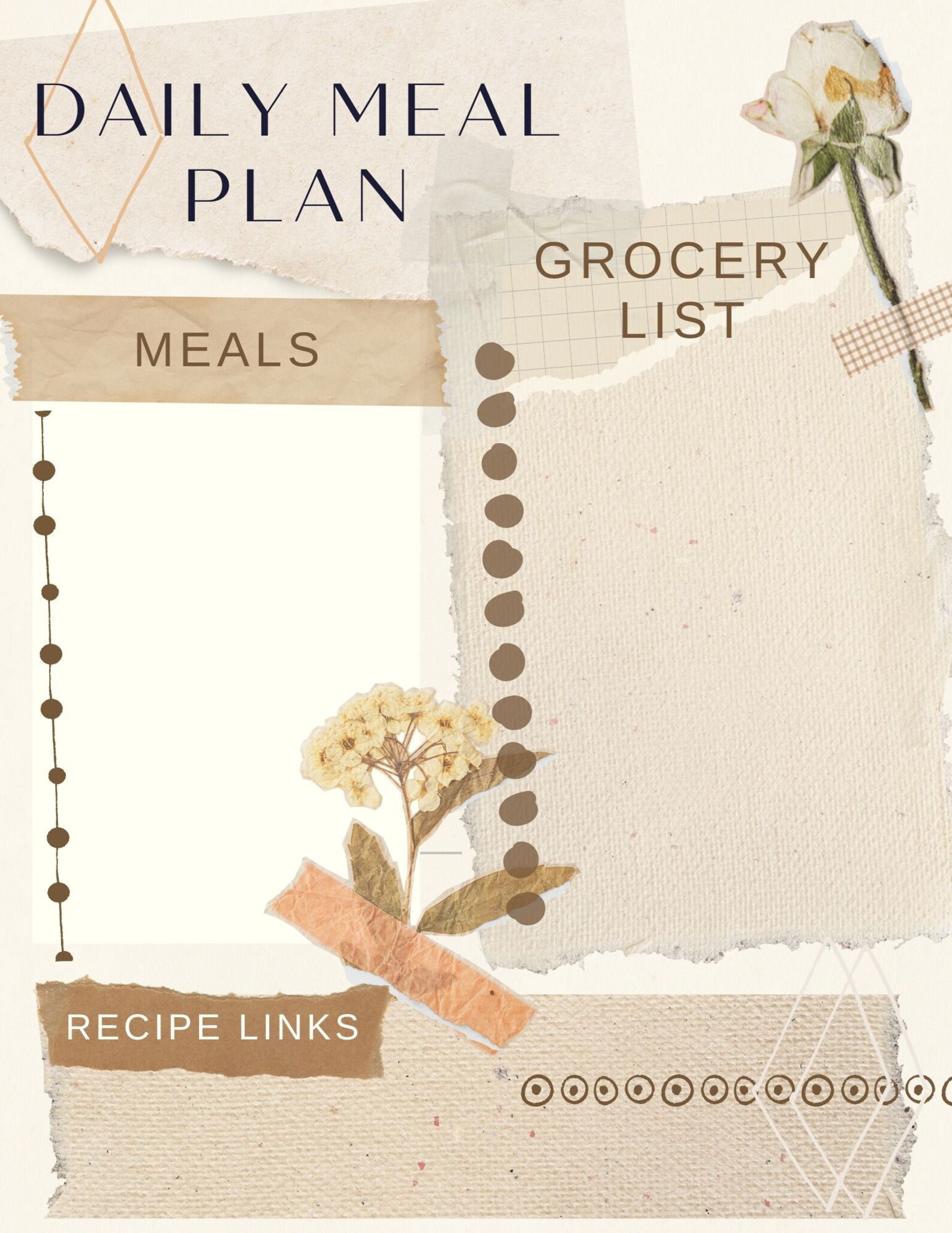 Scrapbook Aesthetic Daily Meal Plan - Etsy