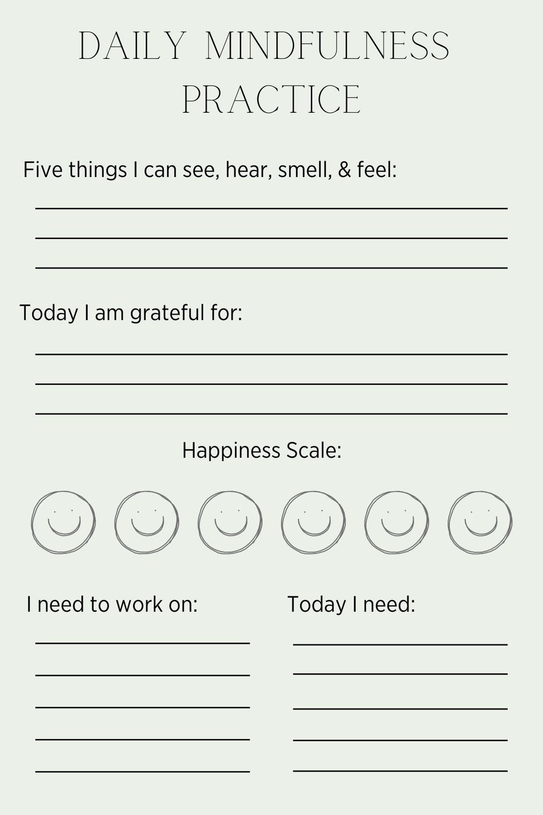 Daily Mindfulness Practice Tracker - Etsy