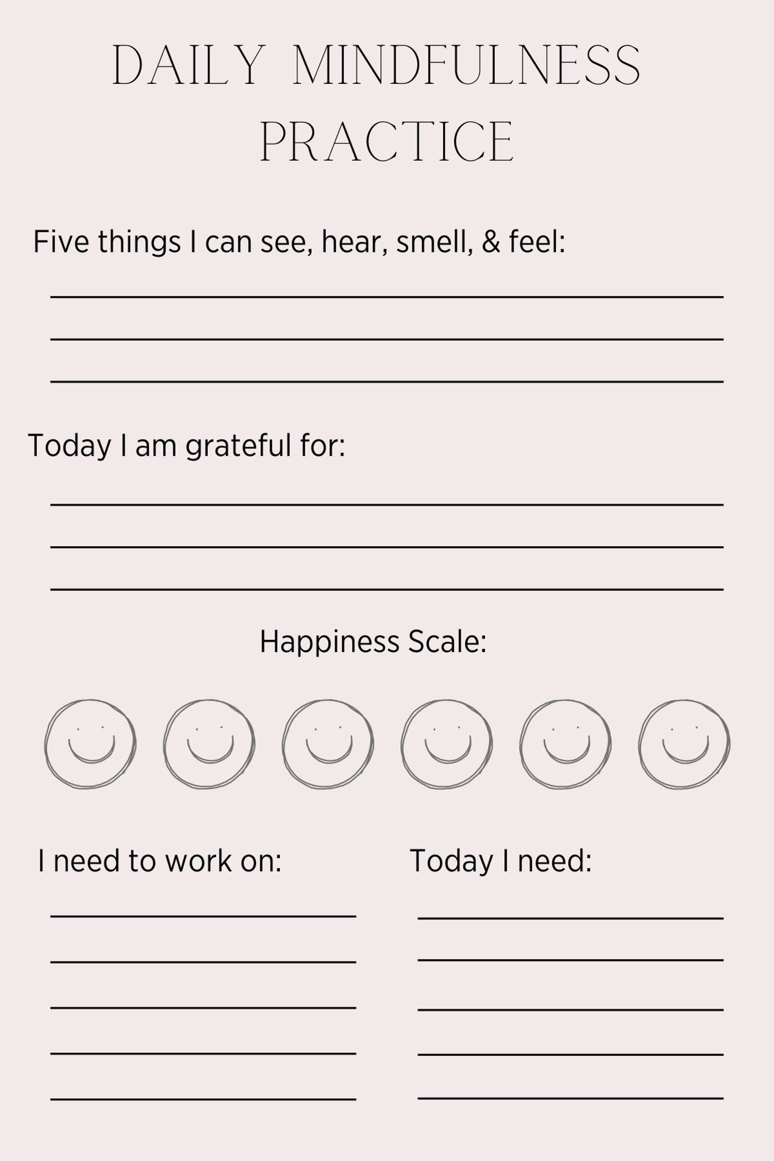 Daily Mindfulness Practice Tracker - Etsy