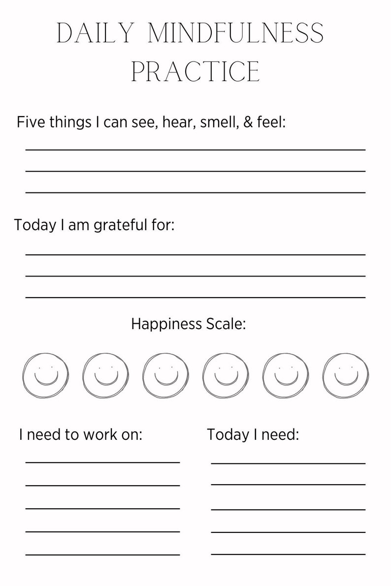 Daily Mindfulness Practice Tracker - Etsy