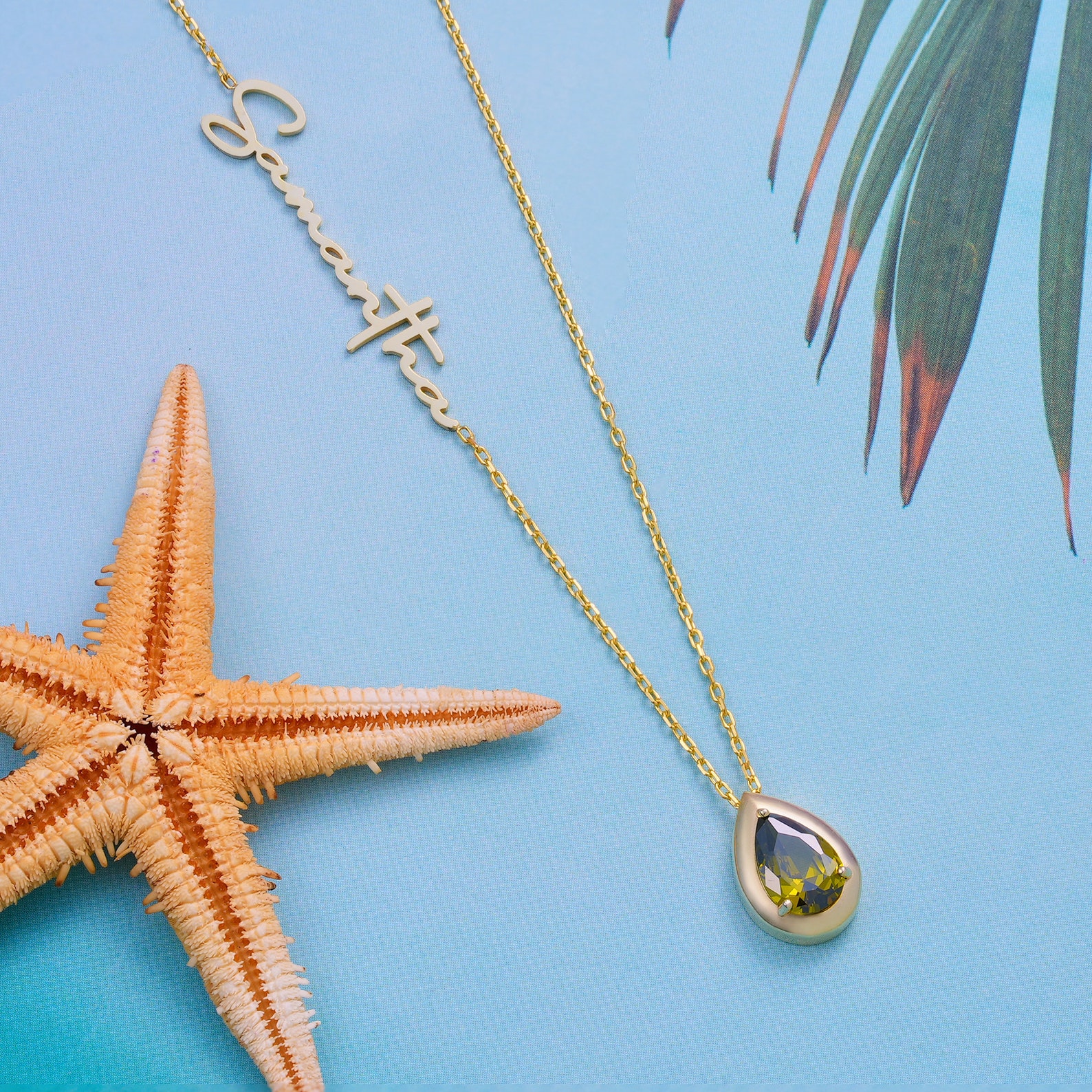 Peridot August Birthstone With Name Necklace, Christmas Gift for Her ...