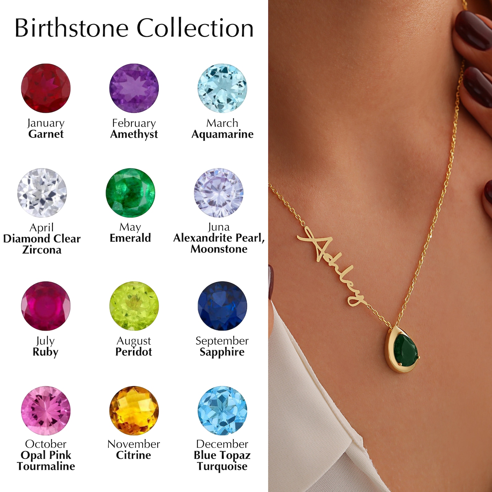 Custom Personalized Diamond Birthstone, April Teardrop Stone With Name ...