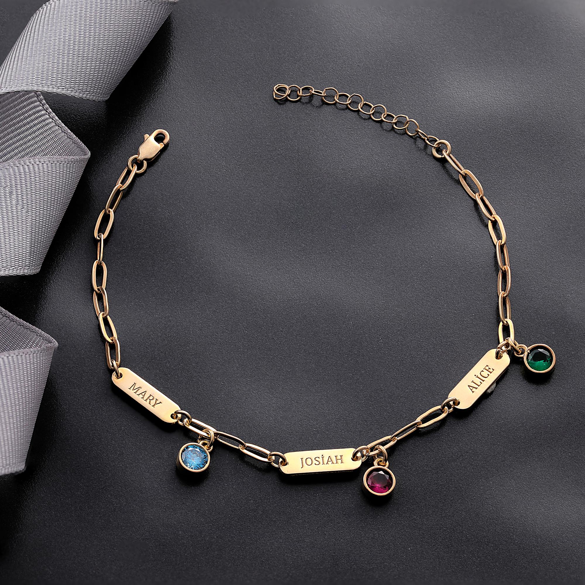 Multiple Family Birthstone Name Bracelet, Handmade Bracelet Gift for ...
