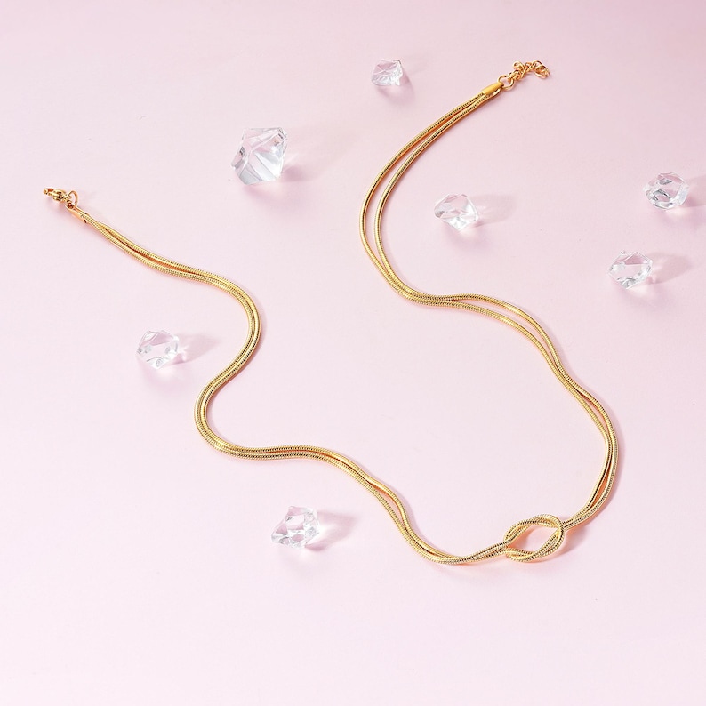 Personalized Initial Snake Chain Necklace: Stainless Steel, Gold Plated ...