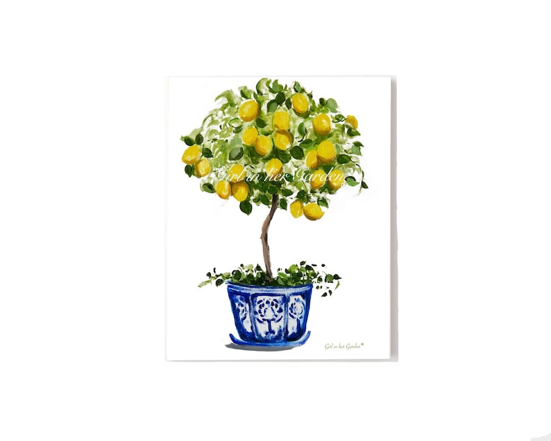 Lemon Tree Print, Kitchen Wall Art,fruit Print Chinoiserie Topiary Art ...