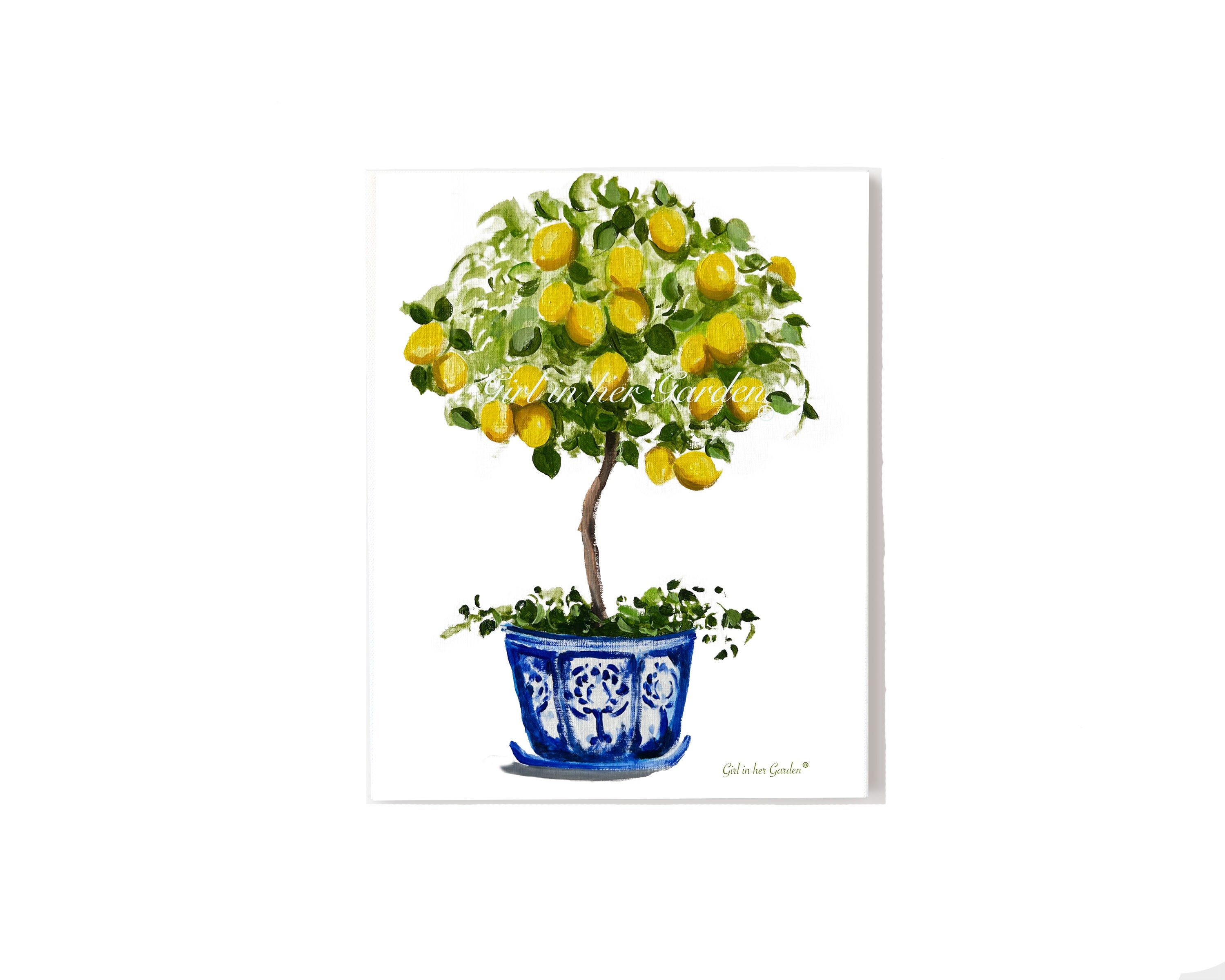Lemon Tree Print, Kitchen Wall Art,fruit Print Chinoiserie Topiary Art ...