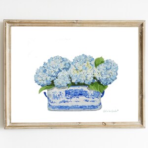 Blue Hydrangea Wall Art Print Hydrangea Art Chinoiserie Hydrangea ...
