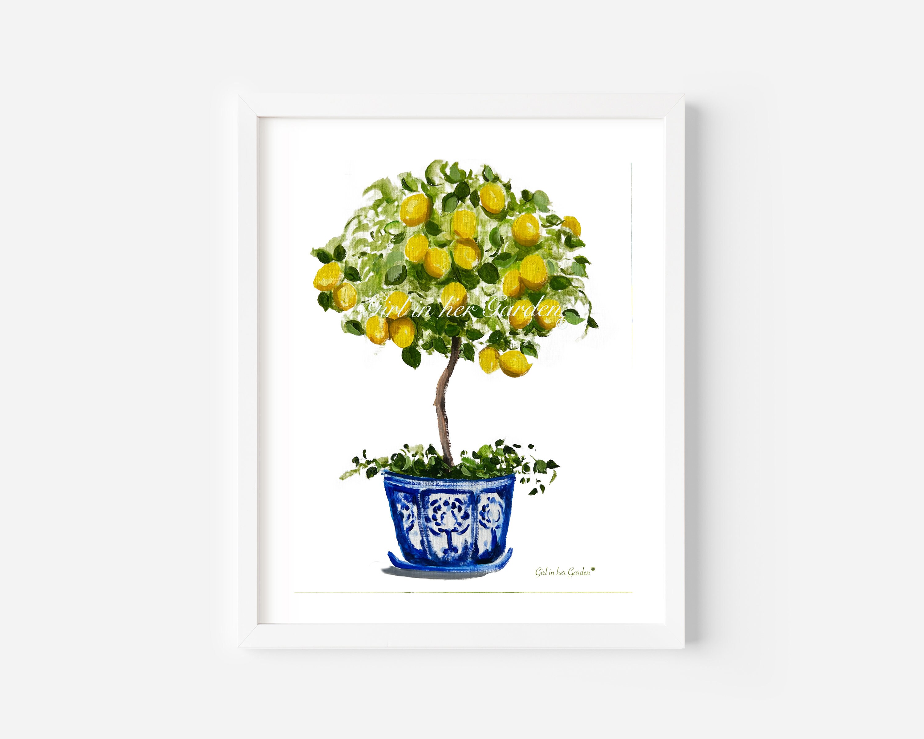 Lemon Tree Print, Kitchen Wall Art,fruit Print Chinoiserie Topiary Art ...