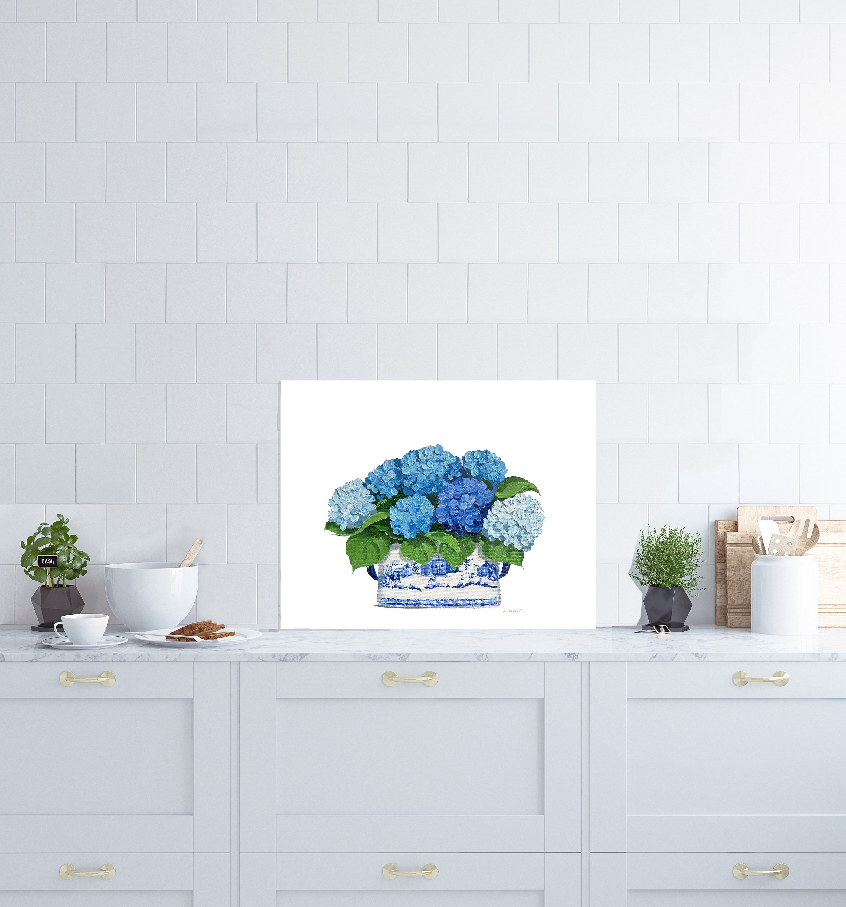 Blue Hydrangea Print Wall Art Print Hydrangea Art Chinoiserie Art ...
