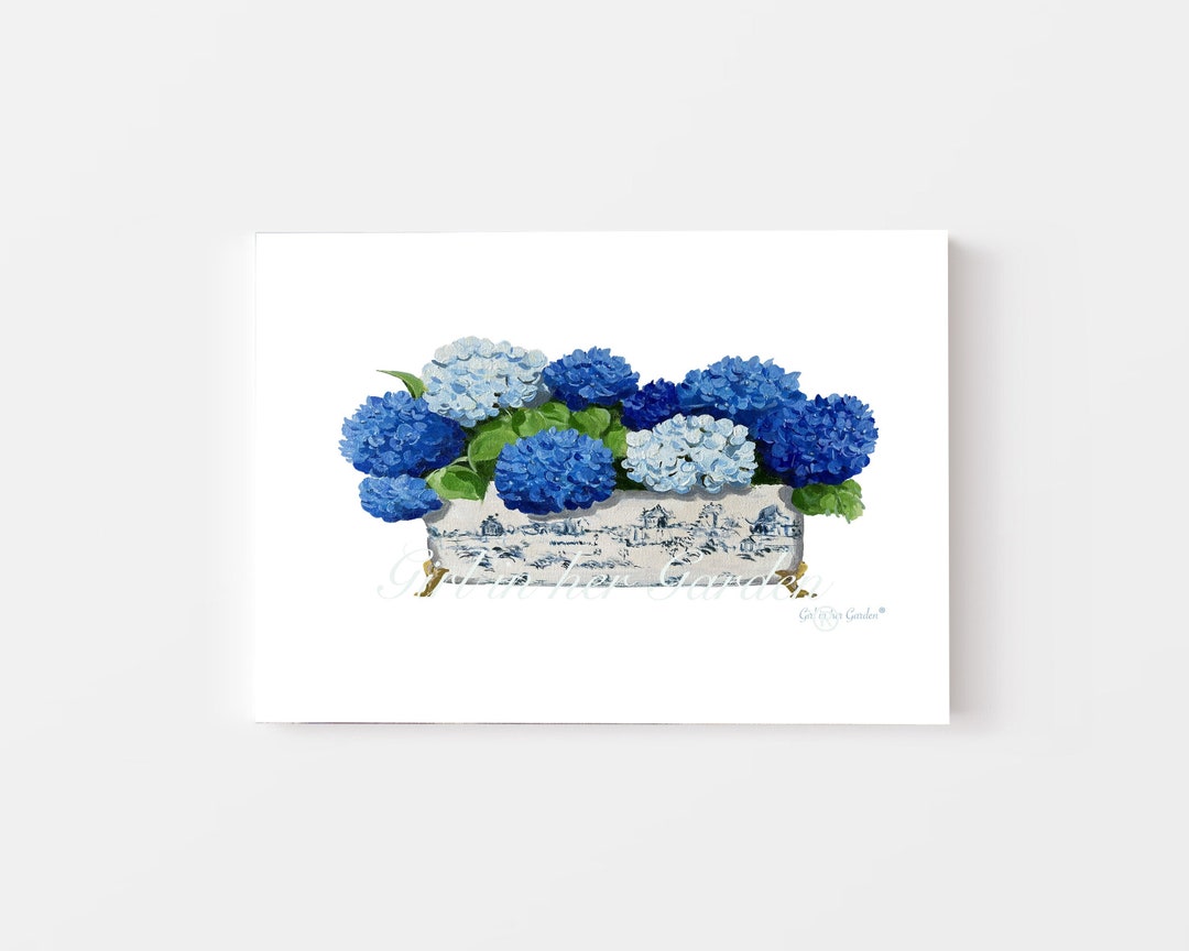 Blue Hydrangea Print | Hydrangea Art | Hydrangea Painting | Fine Art ...