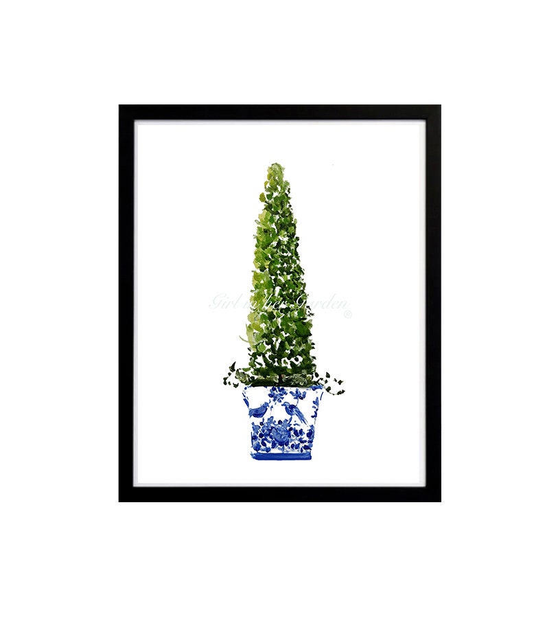 Preppy Wall Art Topiary Printable Wall Art Botanical Prints Digital ...