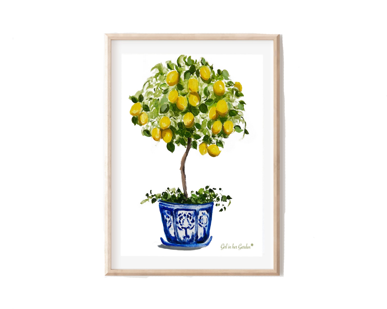 Lemon Tree Print, Kitchen Wall Art,fruit Print Chinoiserie Topiary Art ...