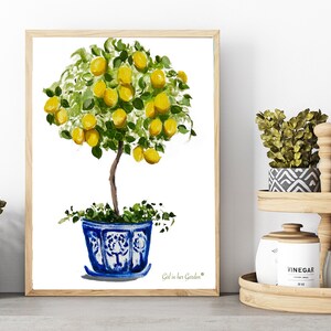 Lemon Tree Print, Kitchen Wall Art,fruit Print Chinoiserie Topiary Art ...