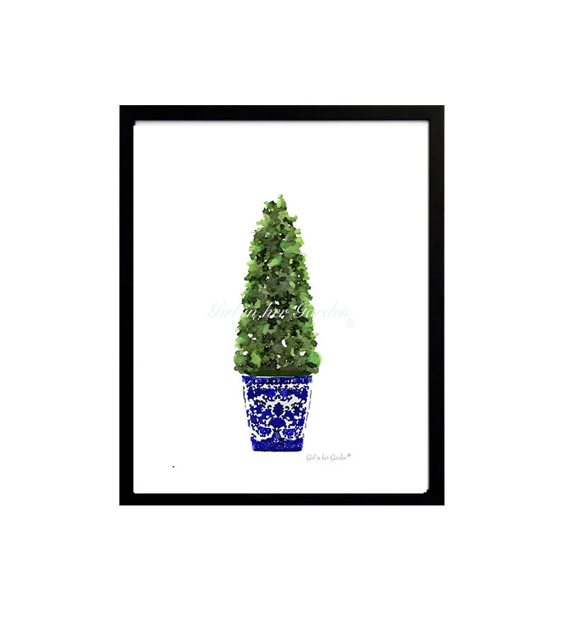 Preppy Wall Art Watercolor Topiary Printable Wall Art Botanical Prints ...