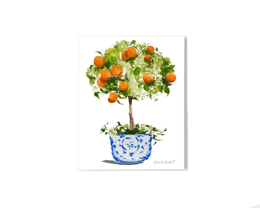 Orange Tree Print, Wall Art, Orange Fruit Decor, Art, Chinoiserie ...