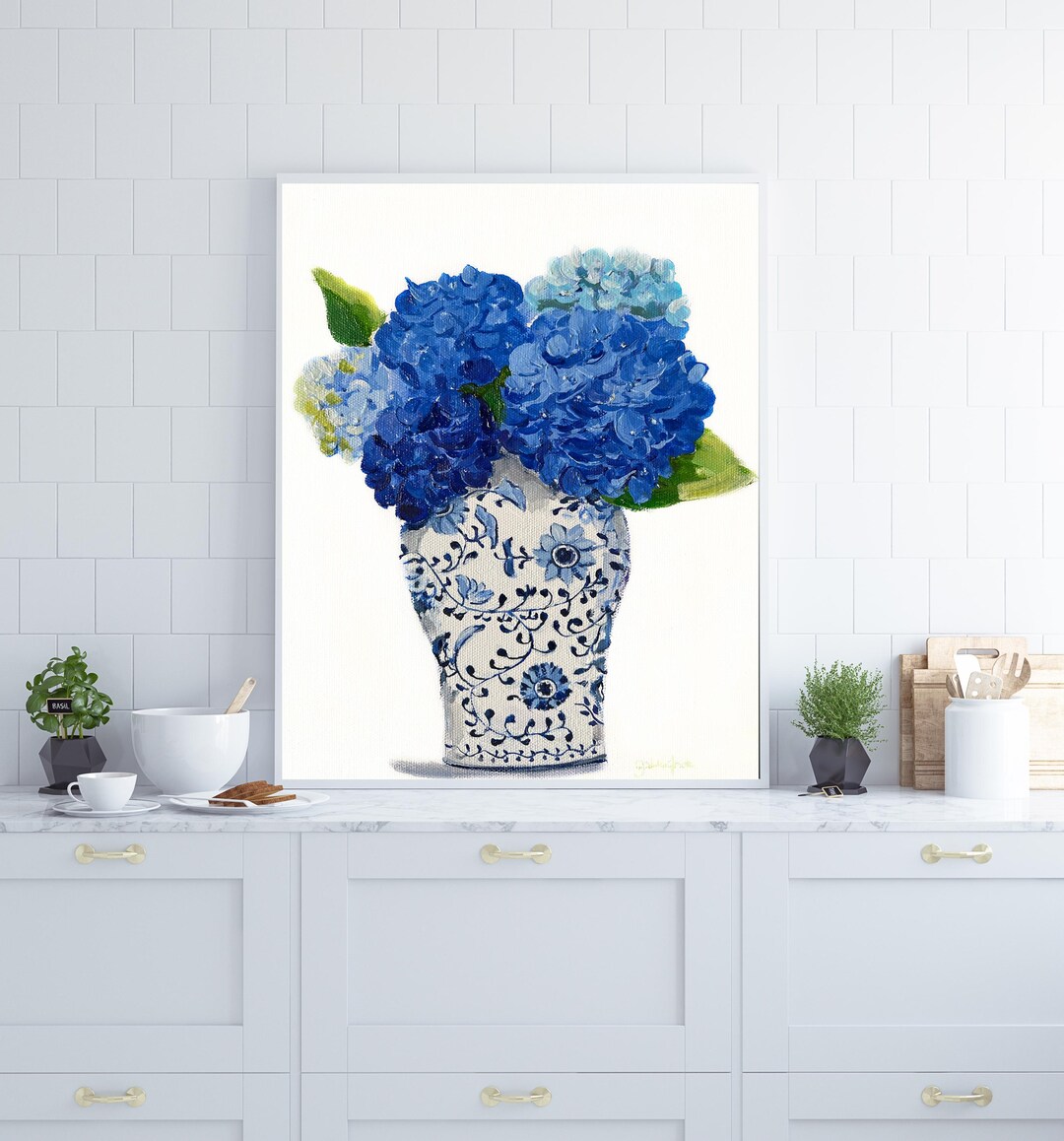 Blue Hydrangea Print Hydrangea Art Printable Chinoiserie Wall Art ...