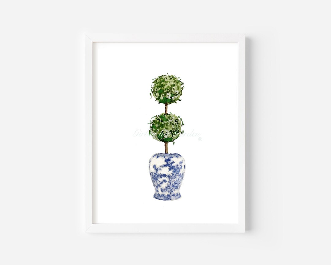 Preppy Wall Art Topiary Printable Wall Art Botanical Prints Digital ...