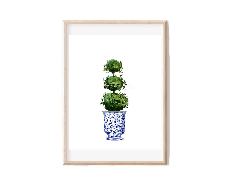 Preppy Wall Art Topiary Printable Wall Art Botanical Prints Digital ...