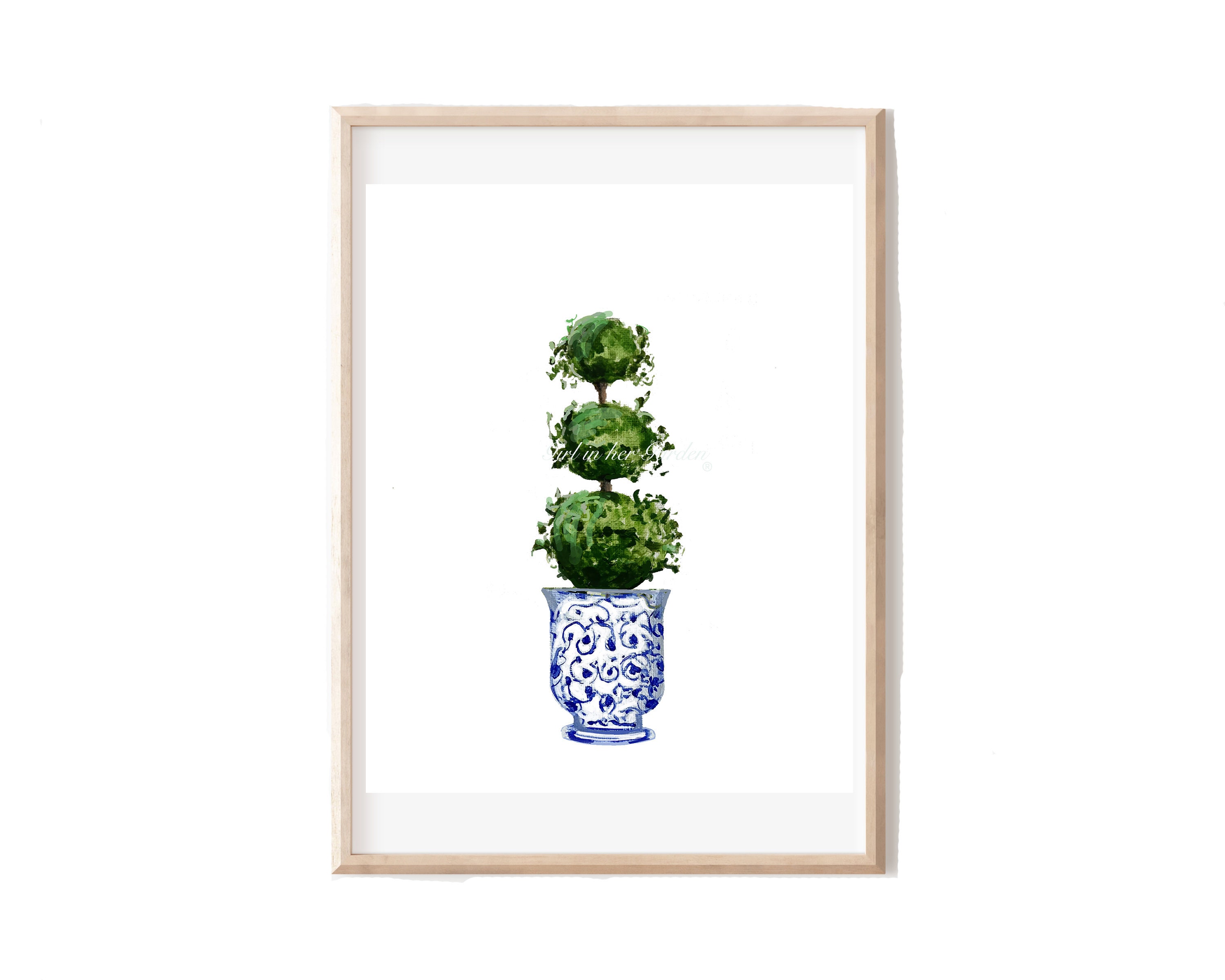 Preppy Wall Art Topiary Printable Wall Art Botanical Prints Digital ...