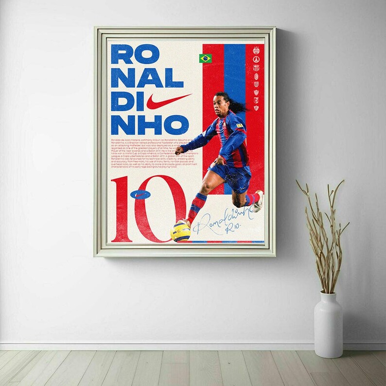 Ronaldinho Retro Poster - Etsy Canada