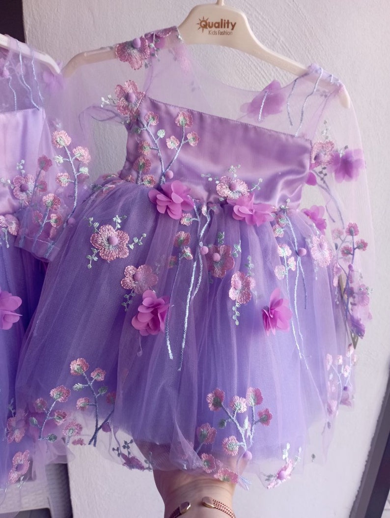 Purple Flower Tutu Dress for Girl Birthday Tulle Dress for - Etsy