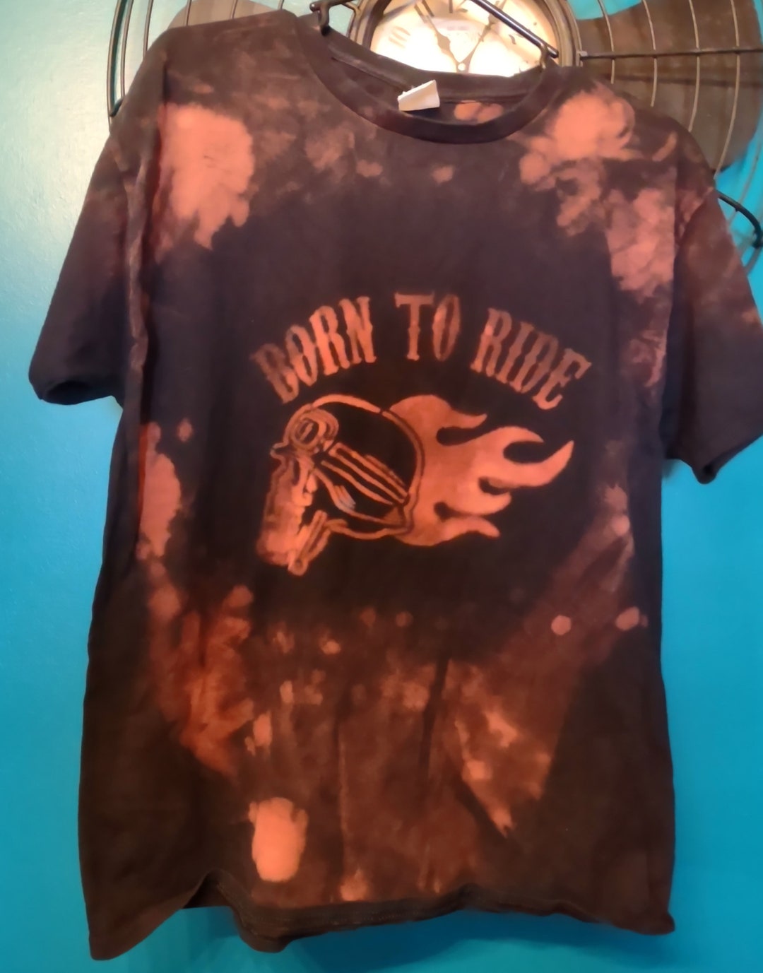 Bleach Painted "born to Ride" & Skull/dragon Tshirt. - Etsy