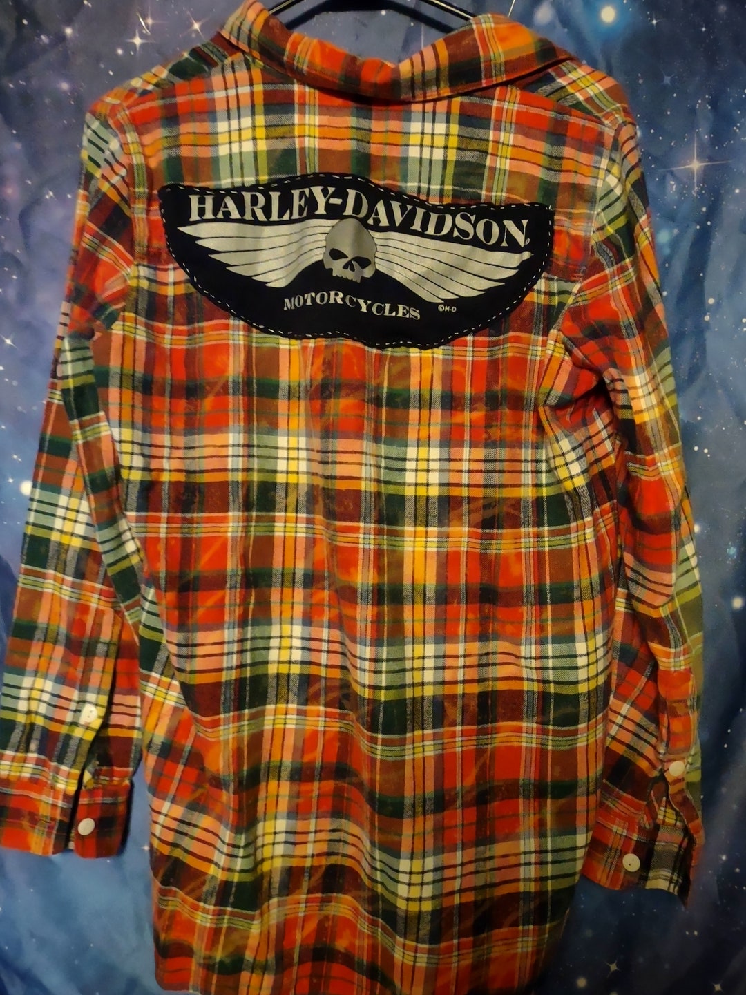 Bleached Harley Davidson Biker Flannel - Etsy