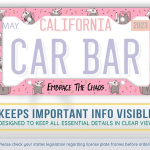 Opossum Funny License Plate Frame, Possum Plate Cover, Opossum Car ...