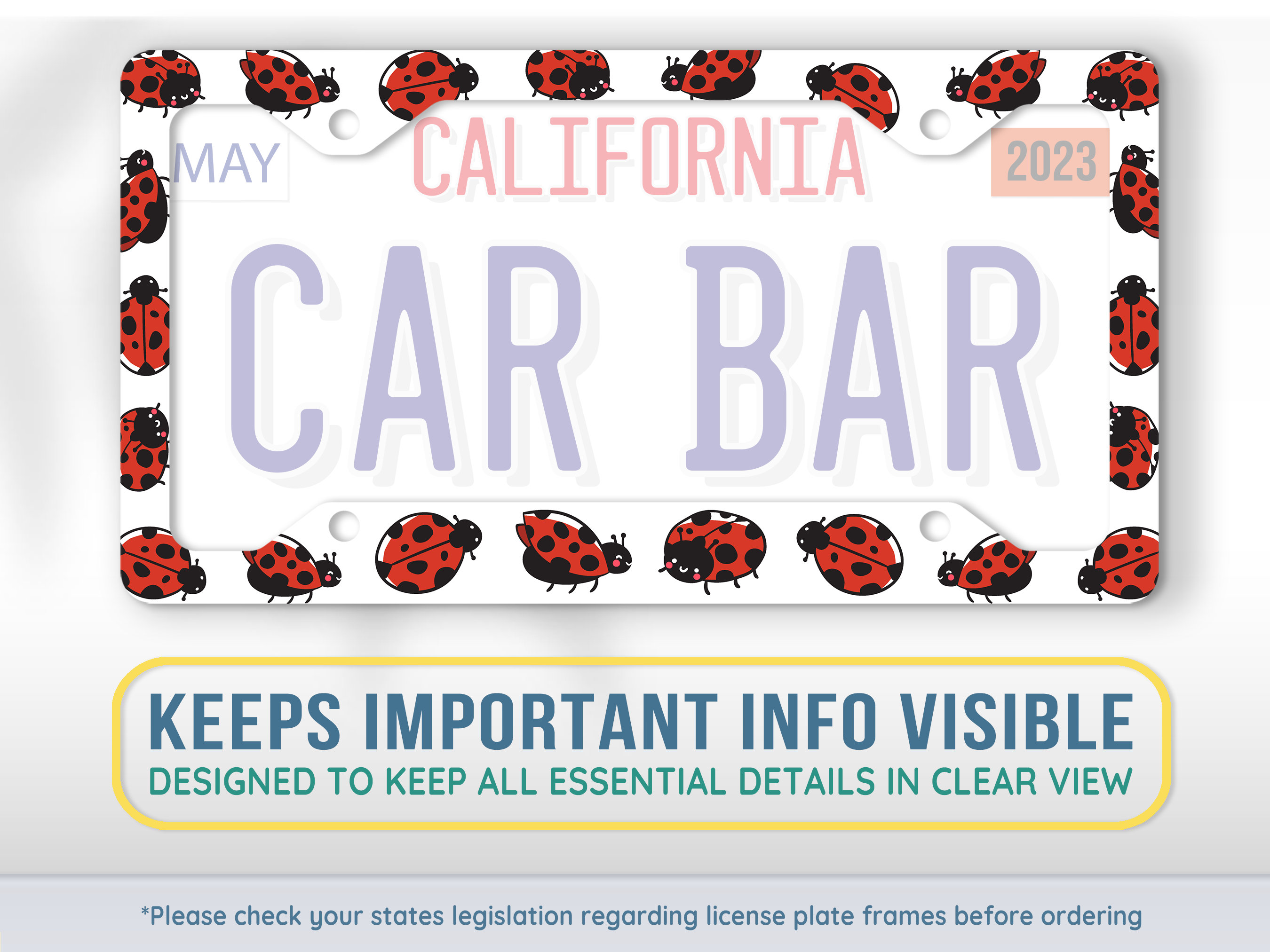 Ladybug License Plate Frame Lady Beetle Car Decor Lady Bird - Etsy