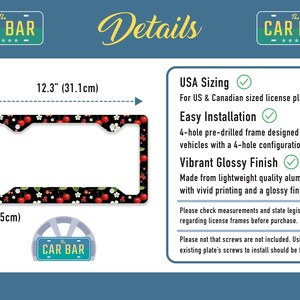 Cherry License Plate Frame, Realistic Cherries License Plate Cover ...