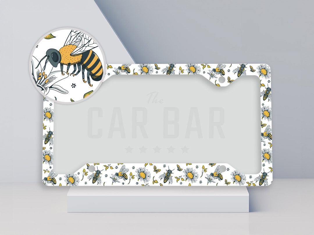 Cute Bee License Plate Frame, White Car Accessories for Women, Daisy ...