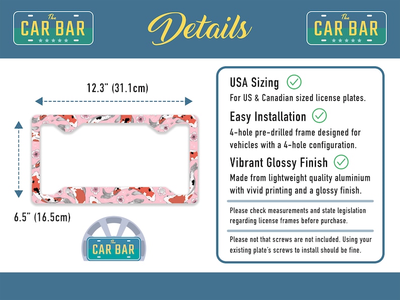Koi Fish License Plate Frame, Cute Fish Plate Cover, Koi Fish Car ...
