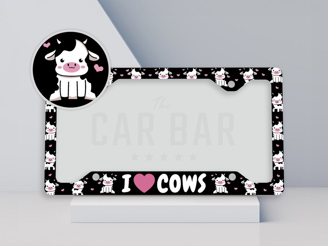 Cow License Plate Frame, I Love Cows, Cute Car Accessories for Women ...
