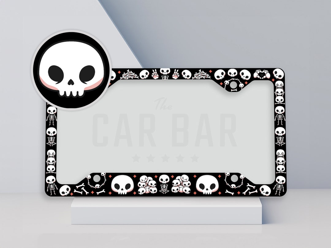 Skull License Plate Frame, Funny Halloween Car Accessories, Spooky Goth ...