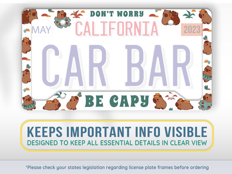 Cute Capybara License Plate Frame Capybara Birthday Gift - Etsy