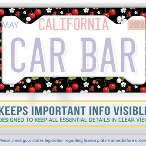 Cherry License Plate Frame, Realistic Cherries License Plate Cover ...