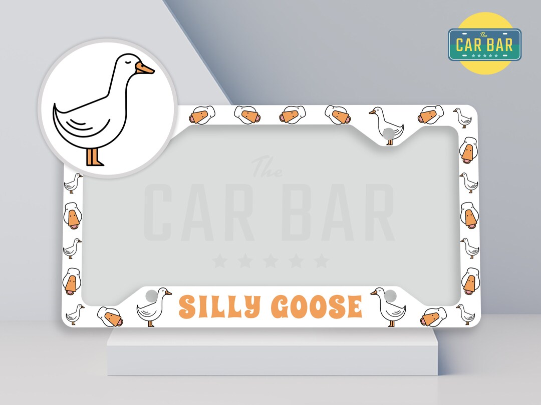 White Silly Goose License Plate Frame Cute Car Accessories - Etsy