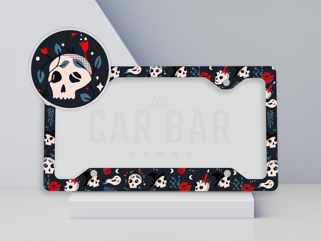 Skeleton License Plate Frame, Halloween License Plate Cover, Spooky Car ...