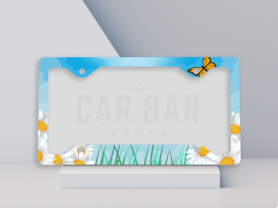 Cute Daisy License Plate Frame, Summer Garden Floral License Plate ...