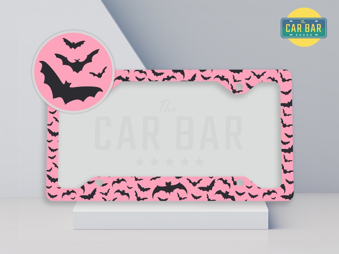 Pink Bats License Plate Frame, Halloween Car Accessories for Women ...