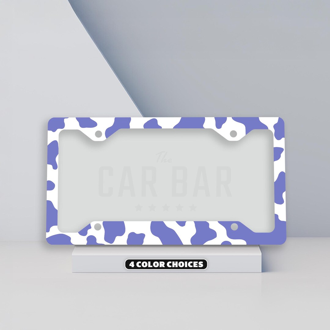 Purple Cow Print License Plate Frame, Cute Car Accessories for Women ...