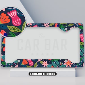 Flower License Plate Frame, Floral License Plate Cover, Cute Wildflower ...