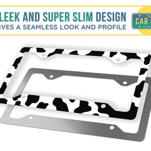 Cow Print License Plate Frame, Black & White Car Decor, Cute Cowgirl ...