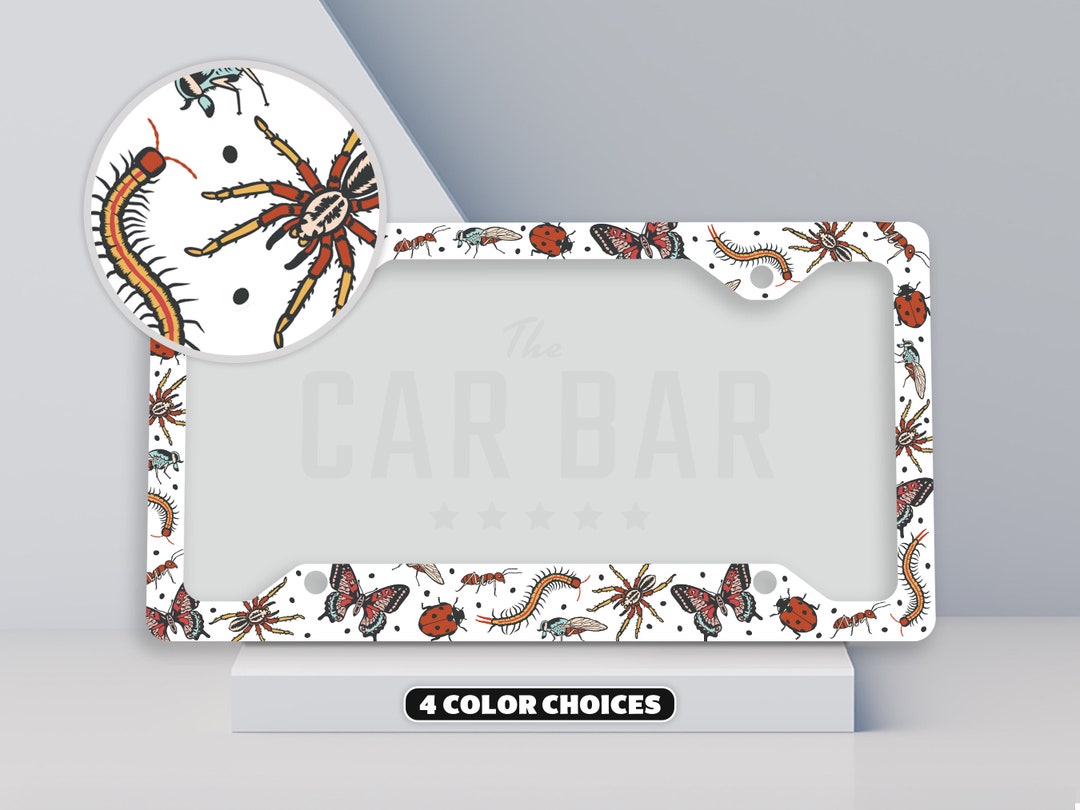 Insects & Centipede License Plate Frame, Cottagecore Car Decor, Bug and ...