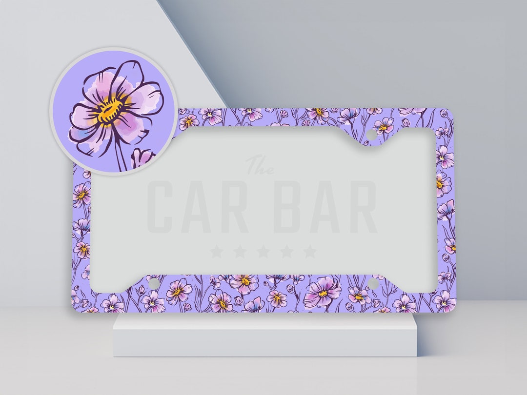 Botanical Wildflower License Plate Frame, Floral Car Accessories for ...
