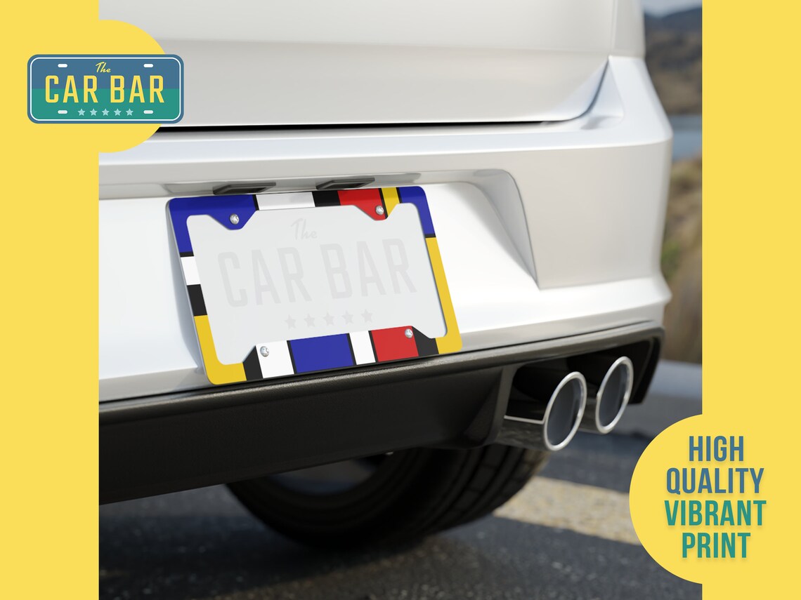 Mondrian License Plate Frame, Retro Car Accessories for Women & Men ...