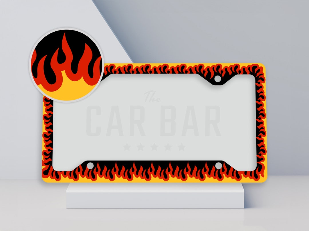 Fire License Plate Frame, Cool Flame Car Accessories for Men & Women ...